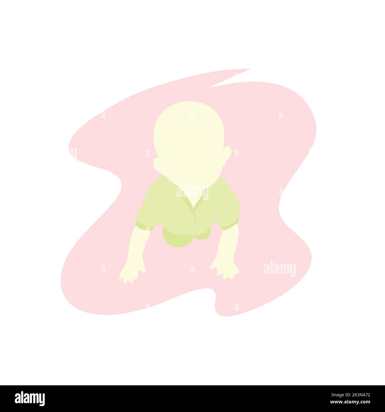 A vector of little child wearing green cloth with empty face isolated ...
