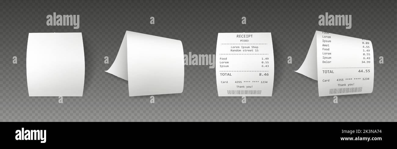 Realistic receipt, cash paper bill with item list Stock Vector Image ...