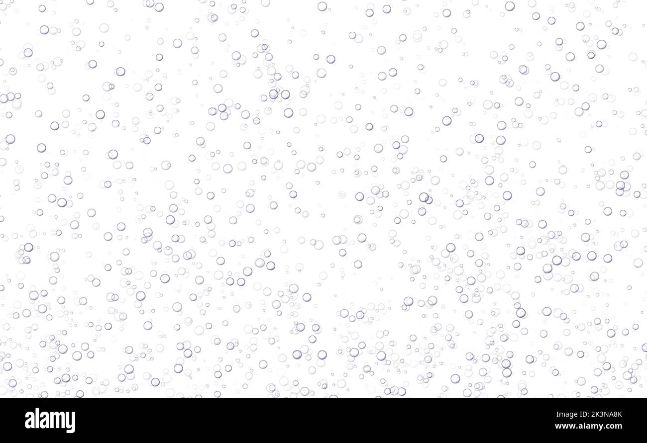 Underwater fizzing bubbles, soda or champagne carbonated drink, sparkling water isolated on ...