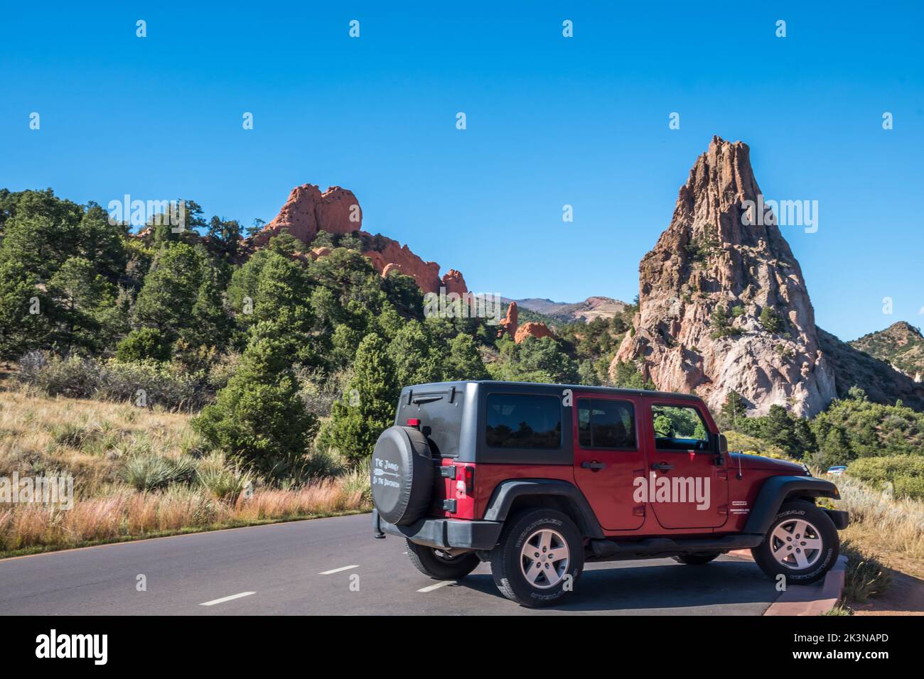 The famous off-road Jeep vehicle in Garden of the Gods, Colorado Stock ...