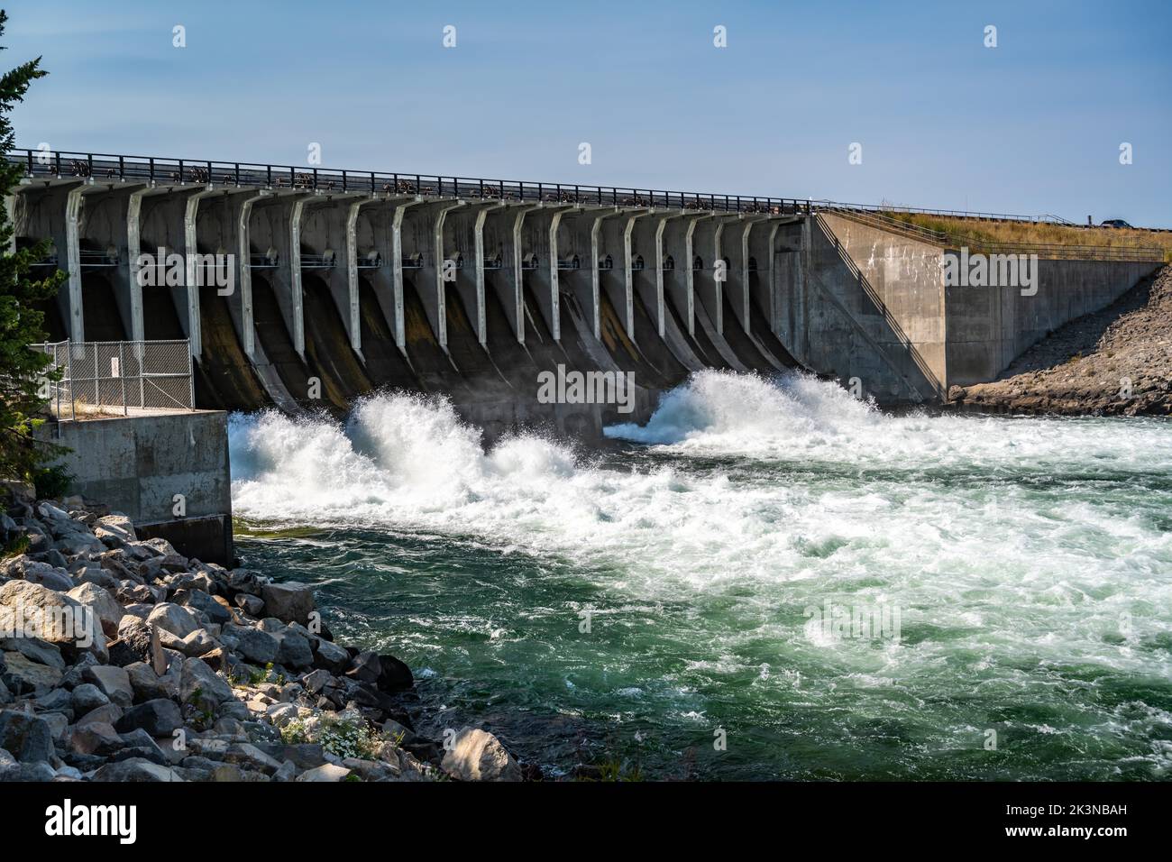 A concrete and earth-fill dam in Grand Teton NP, Wyoming Stock Photo ...