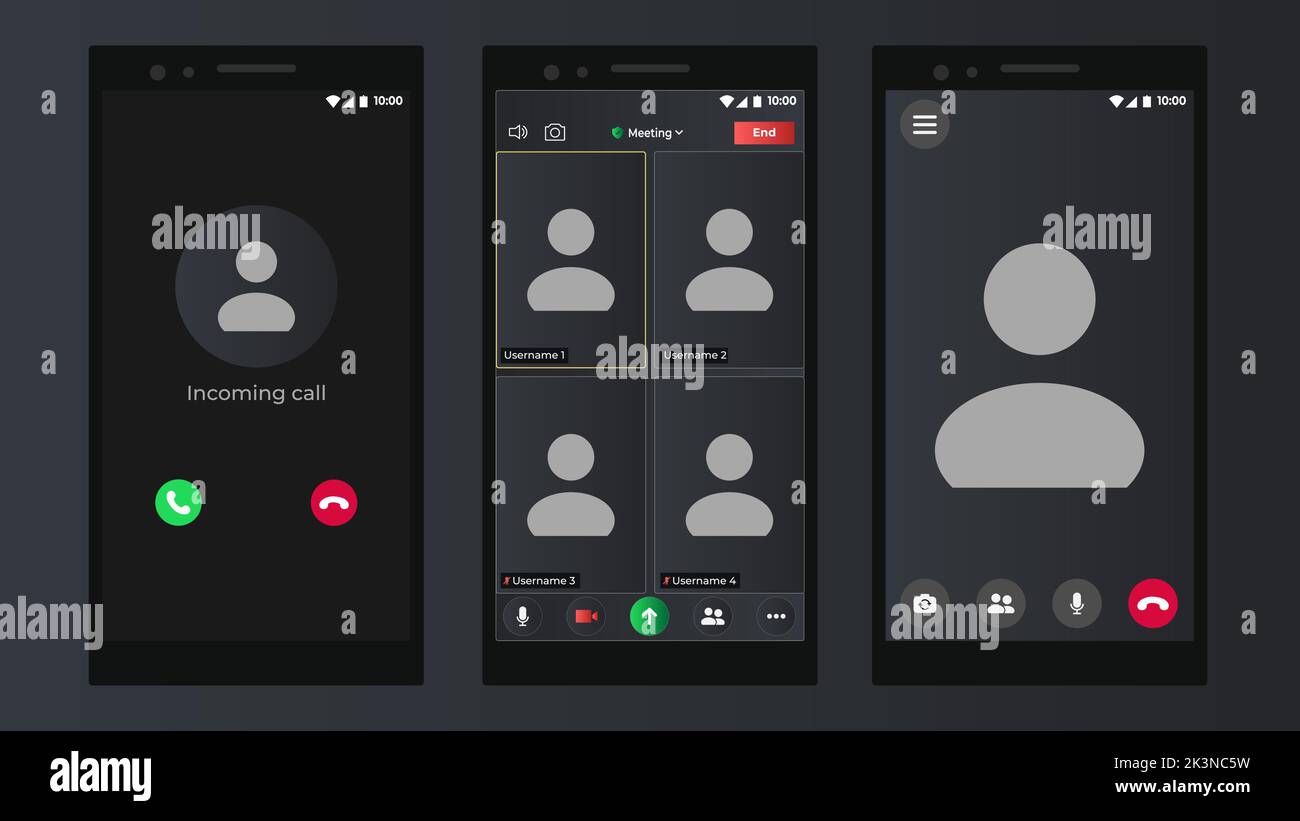 Online video call interface template with user icon. Online conference meeting. User web video ...