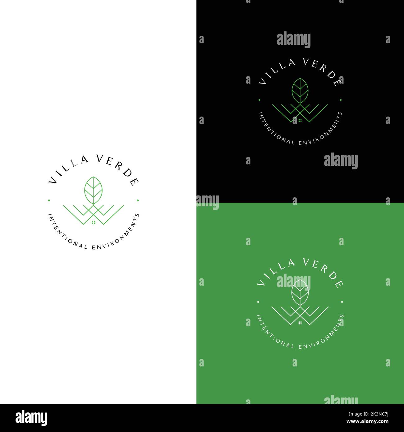 A digital illustration set of an environmental company logo design with ...