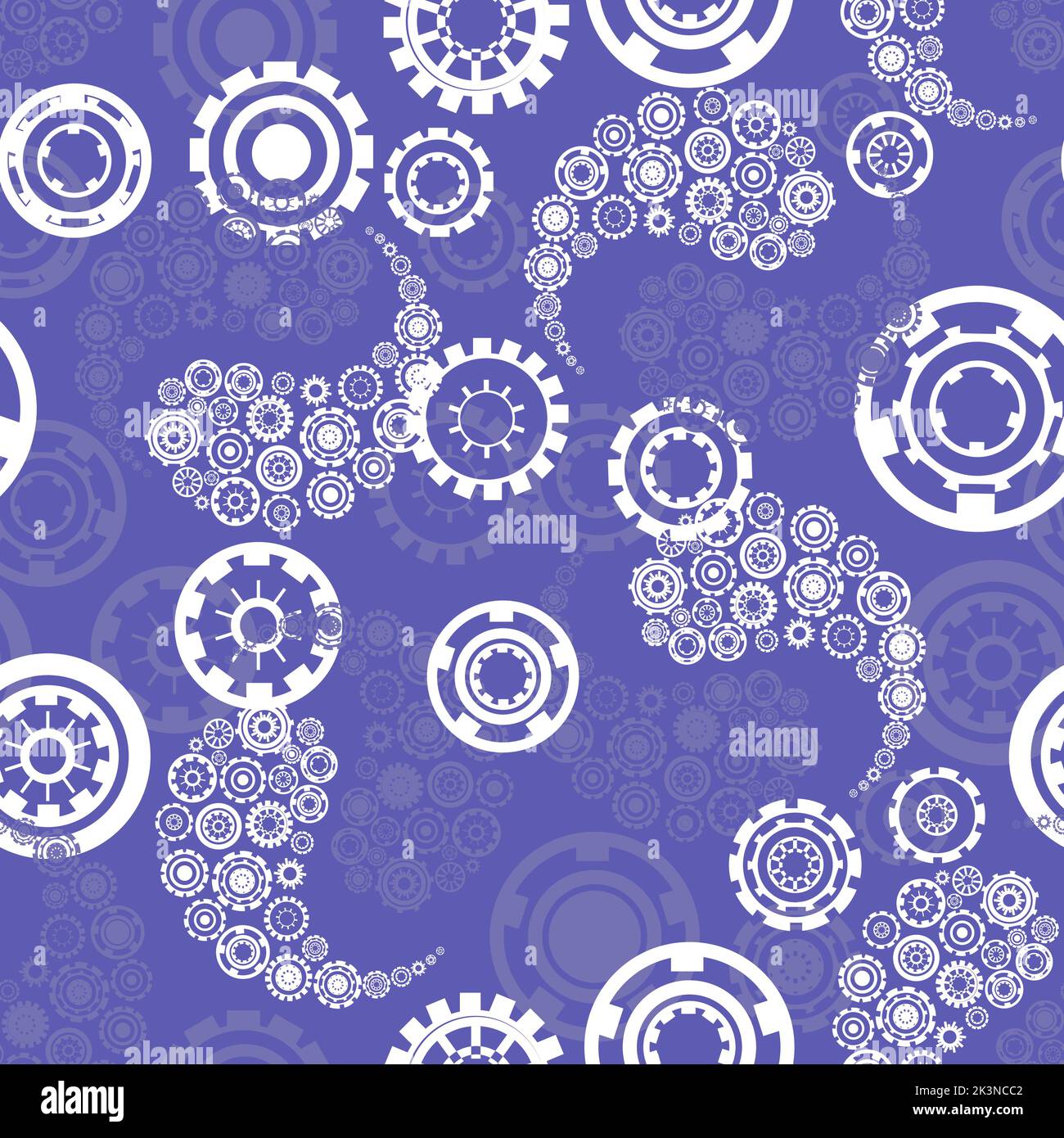 white snowflakes of various shapes like gears pattern without ...