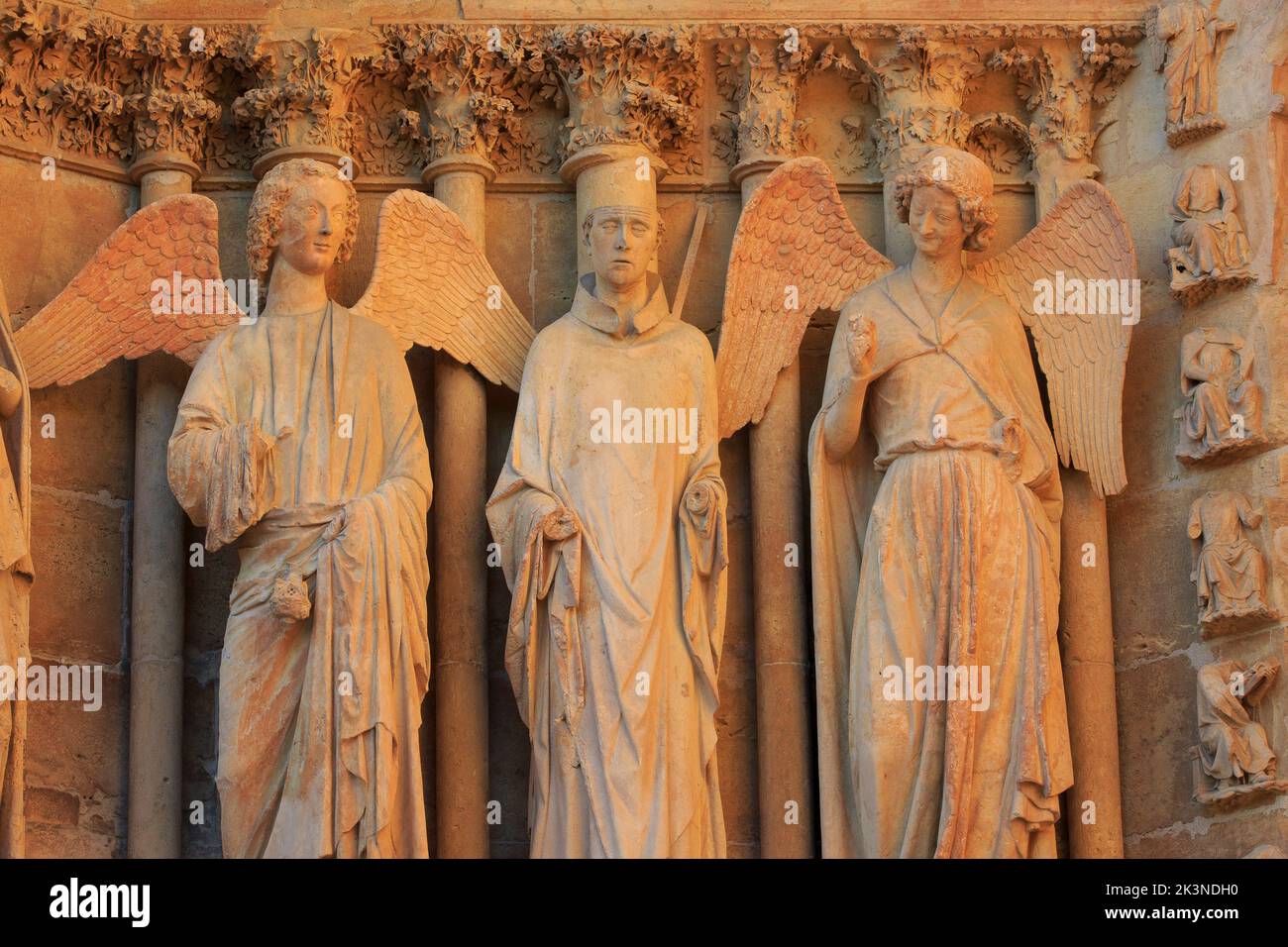 The Smiling Angel (Smile of Reims), carved between 1236-1245, on the ...