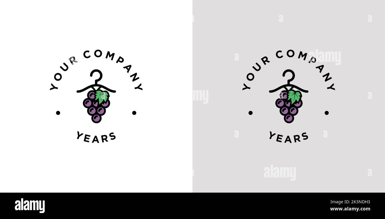 A digital illustration of a modern simple business grape logo design on ...