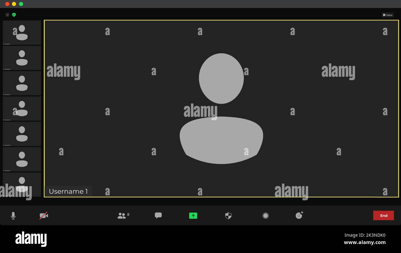 Template video conference user interface. Application for calls ...