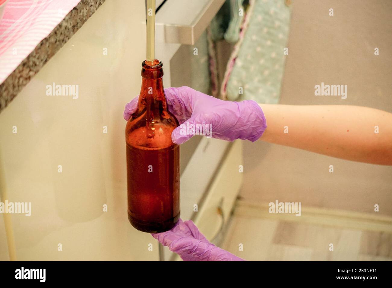 The Brewing home beer process at home in the kitchen Stock Photo - Alamy
