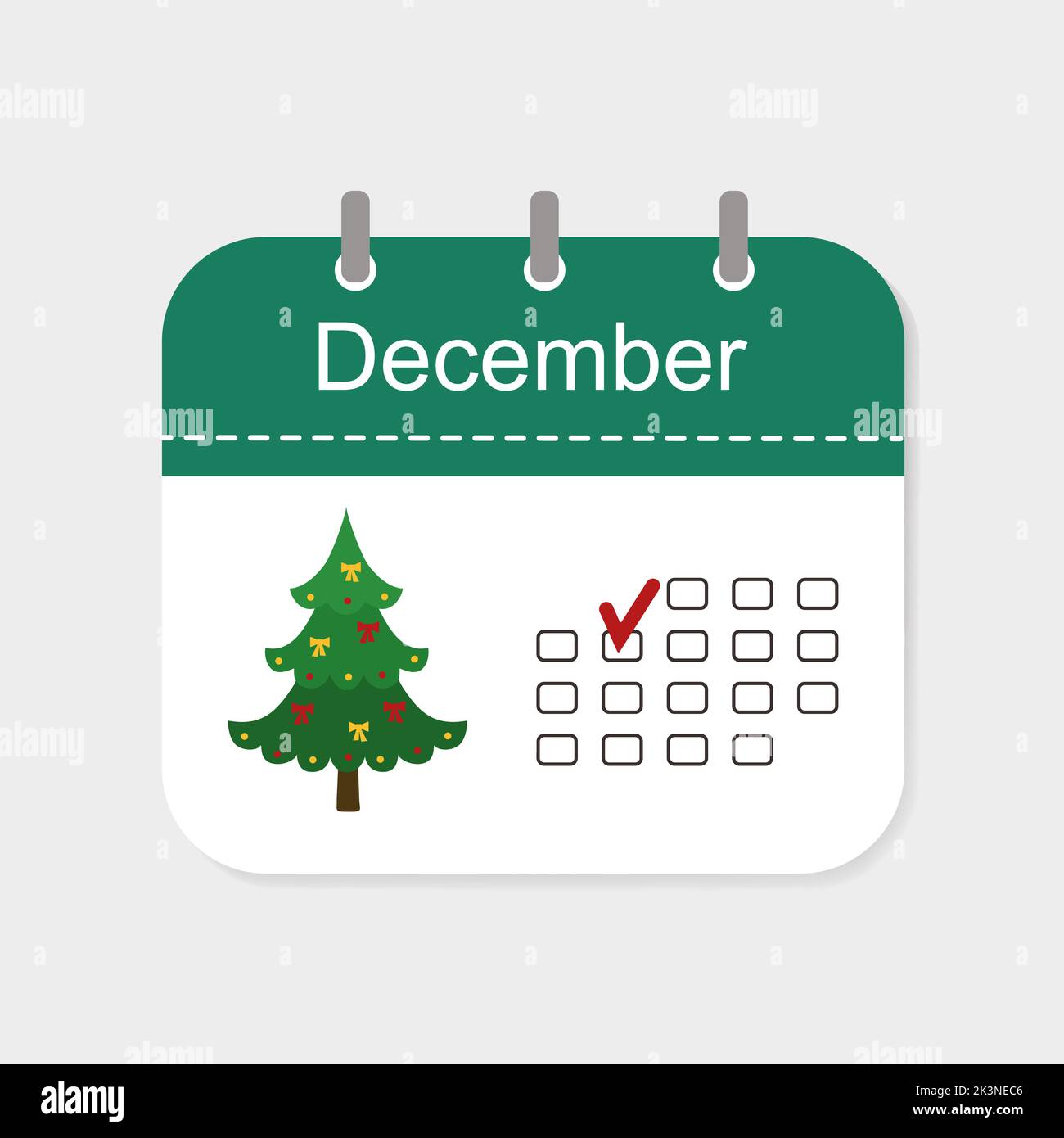 Calendar icon with pattern. December. Icons concept. Cartoon flat style ...