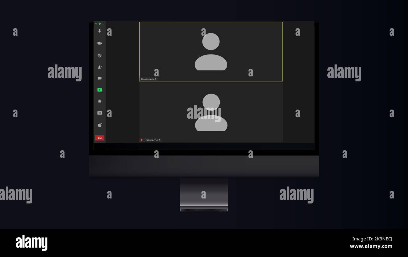 Video conferencing user interface. Online conference meeting. Video conferencing window overlay ...