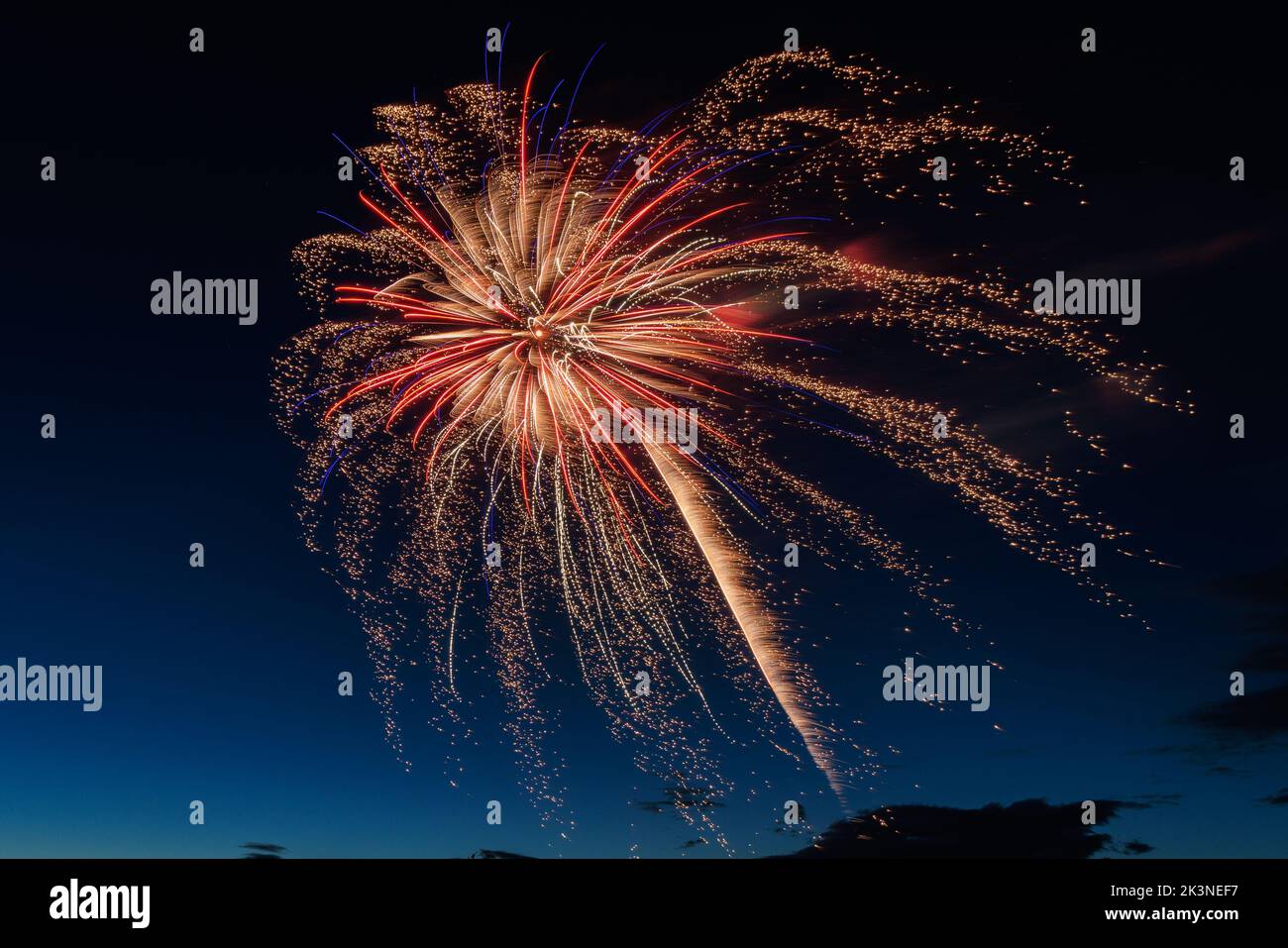 A long exposure shot of the fireworks on the fourth of July Stock Photo ...