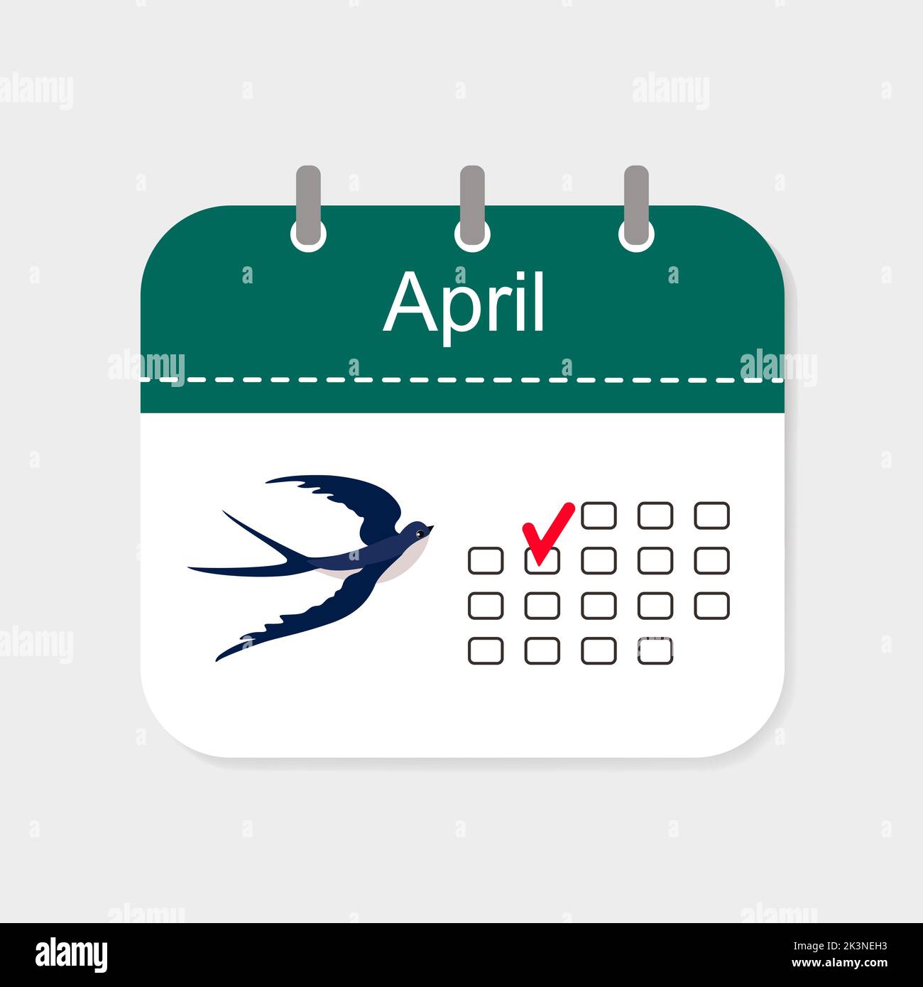 Calendar icon with pattern. April. Icons concept. Cartoon flat style ...