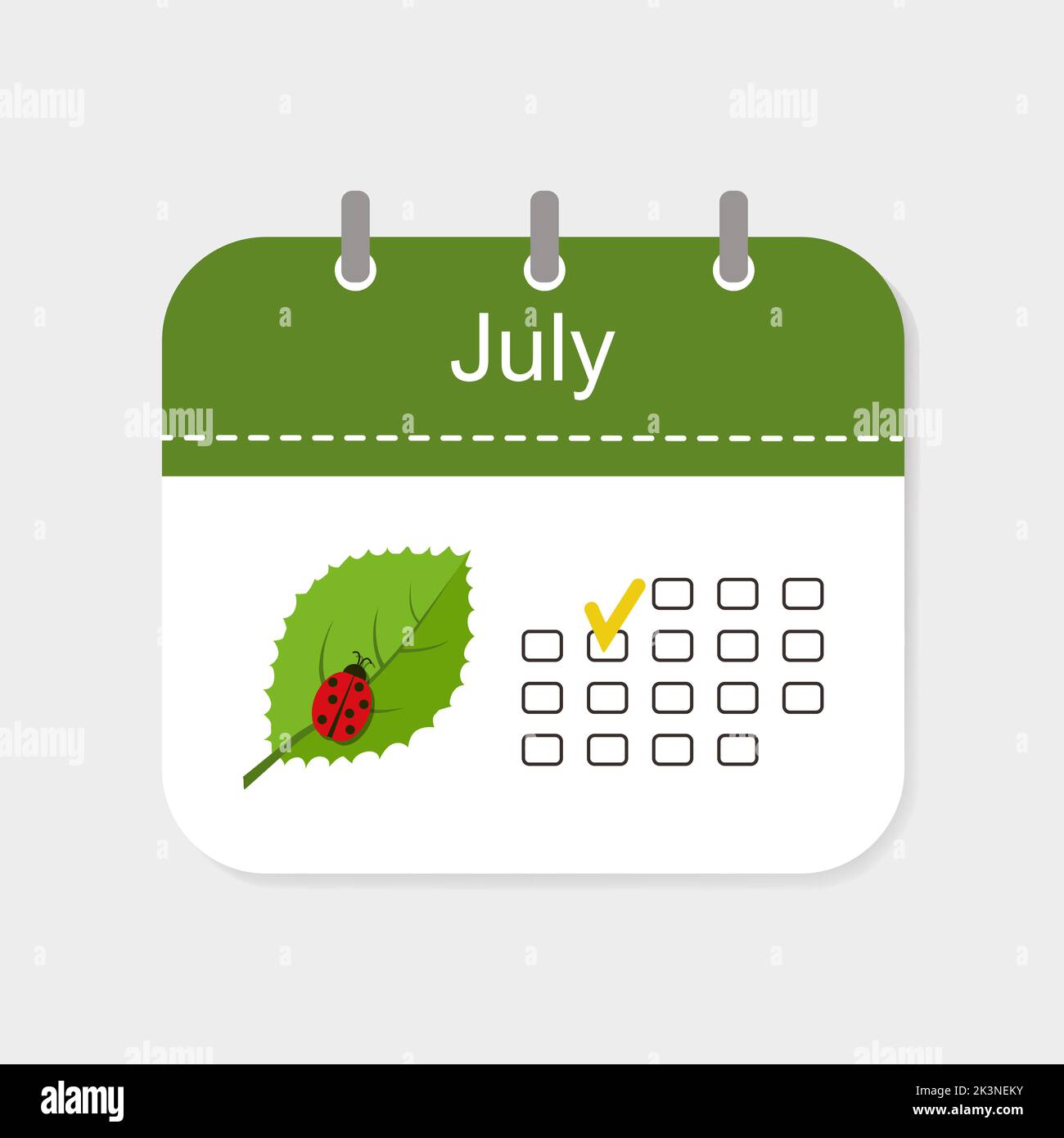 Calendar icon with pattern. July. Icons concept. Cartoon flat style ...