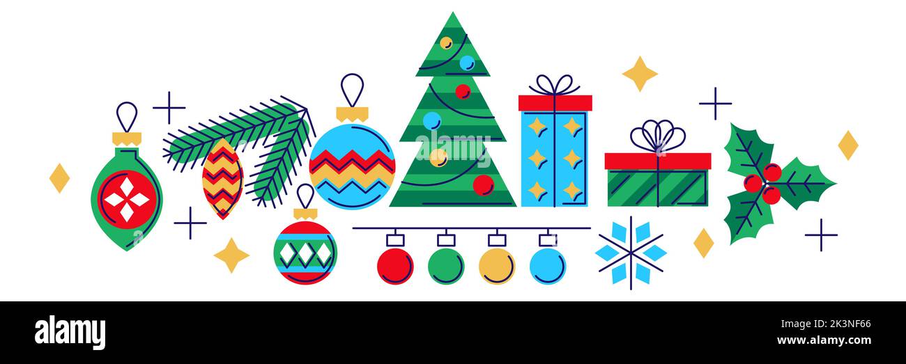 Merry Christmas and Happy New Year background. Holiday winter seasonal ...