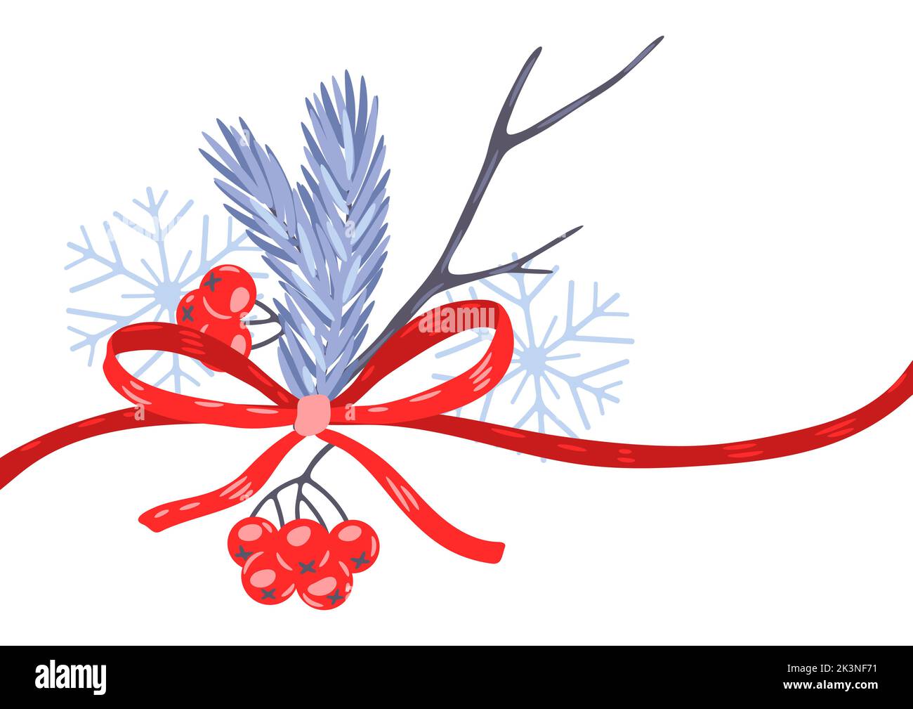 Banner with winter plants. Merry Christmas and Happy New Year ...