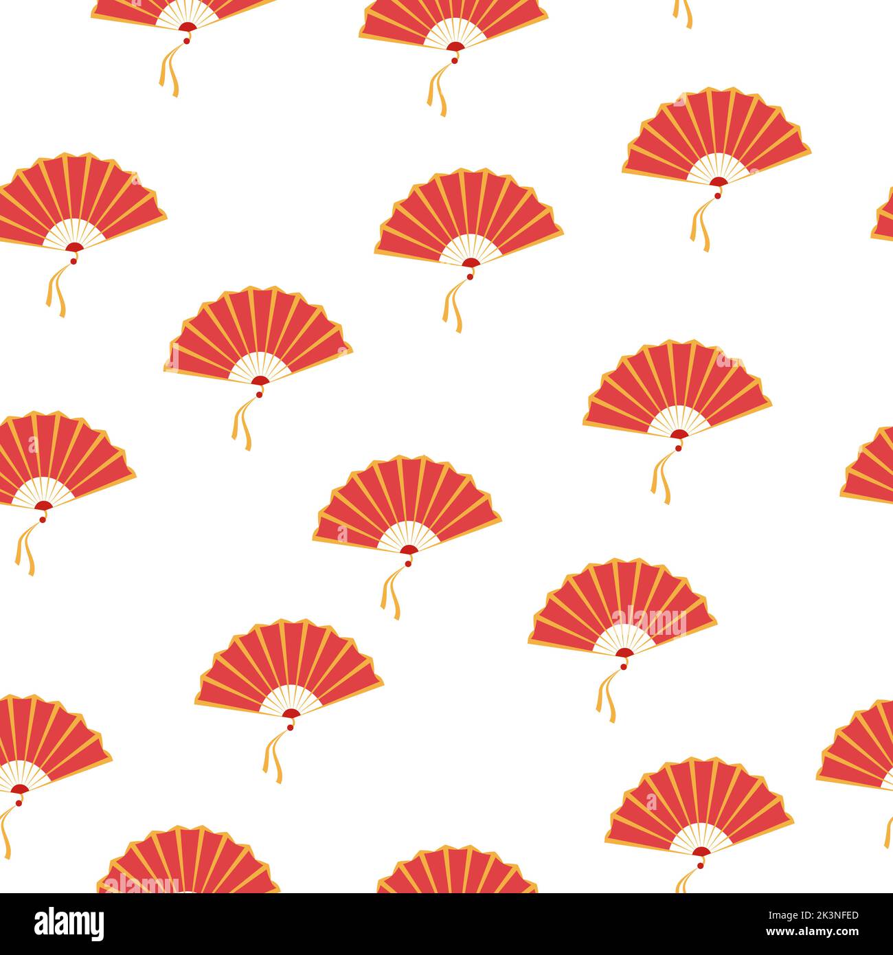 Asian hand fan. Traditional fan seamless pattern isolated on white ...