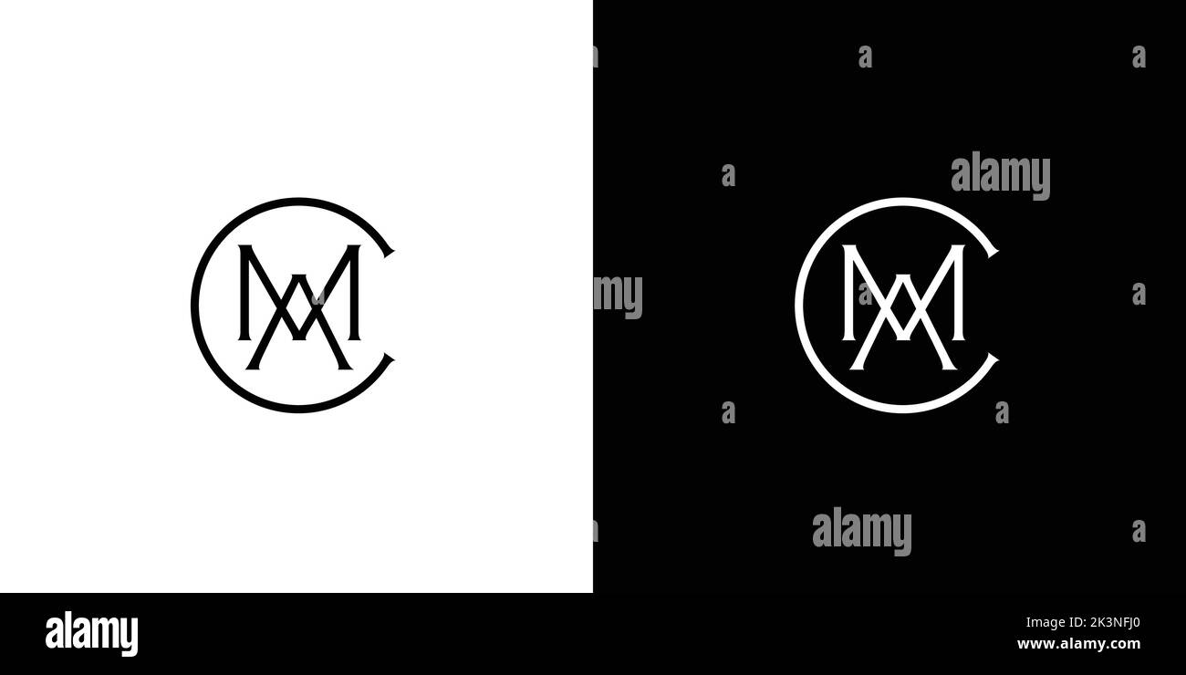 A set of a creative "CMA" brand logo on black and white background ...