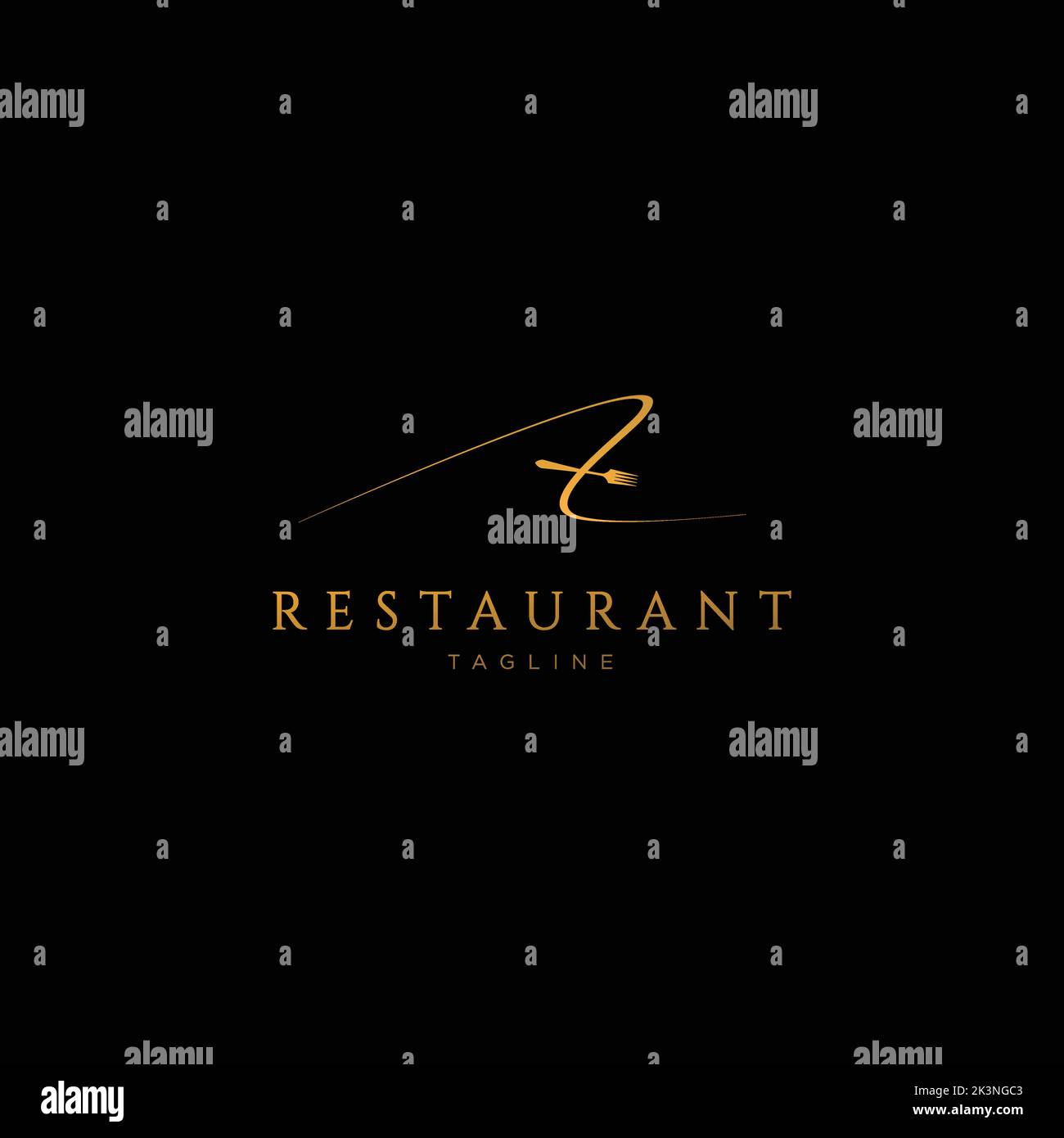 A modern restaurant logo and tagline template on black background Stock ...