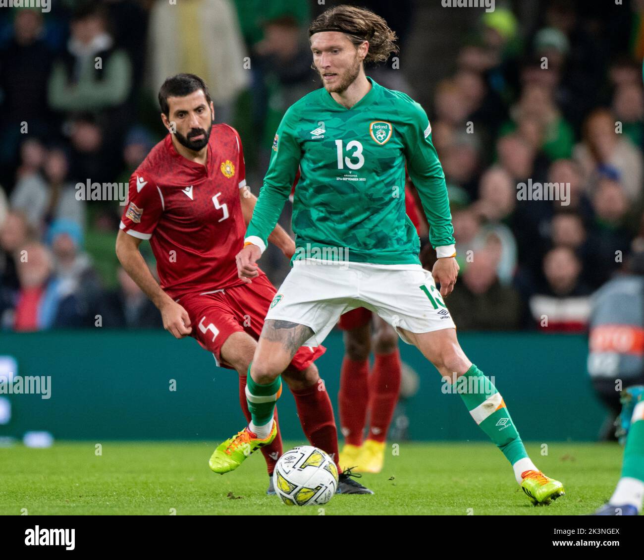 Dublin, Ireland. 28th Sep, 2022. Jeff Hendrick of Ireland and Artak ...