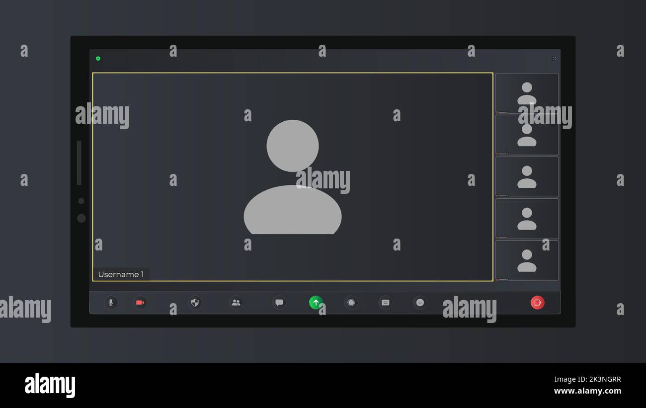 Template video conference user interface. Video calls window overlay. Call Window App template ...