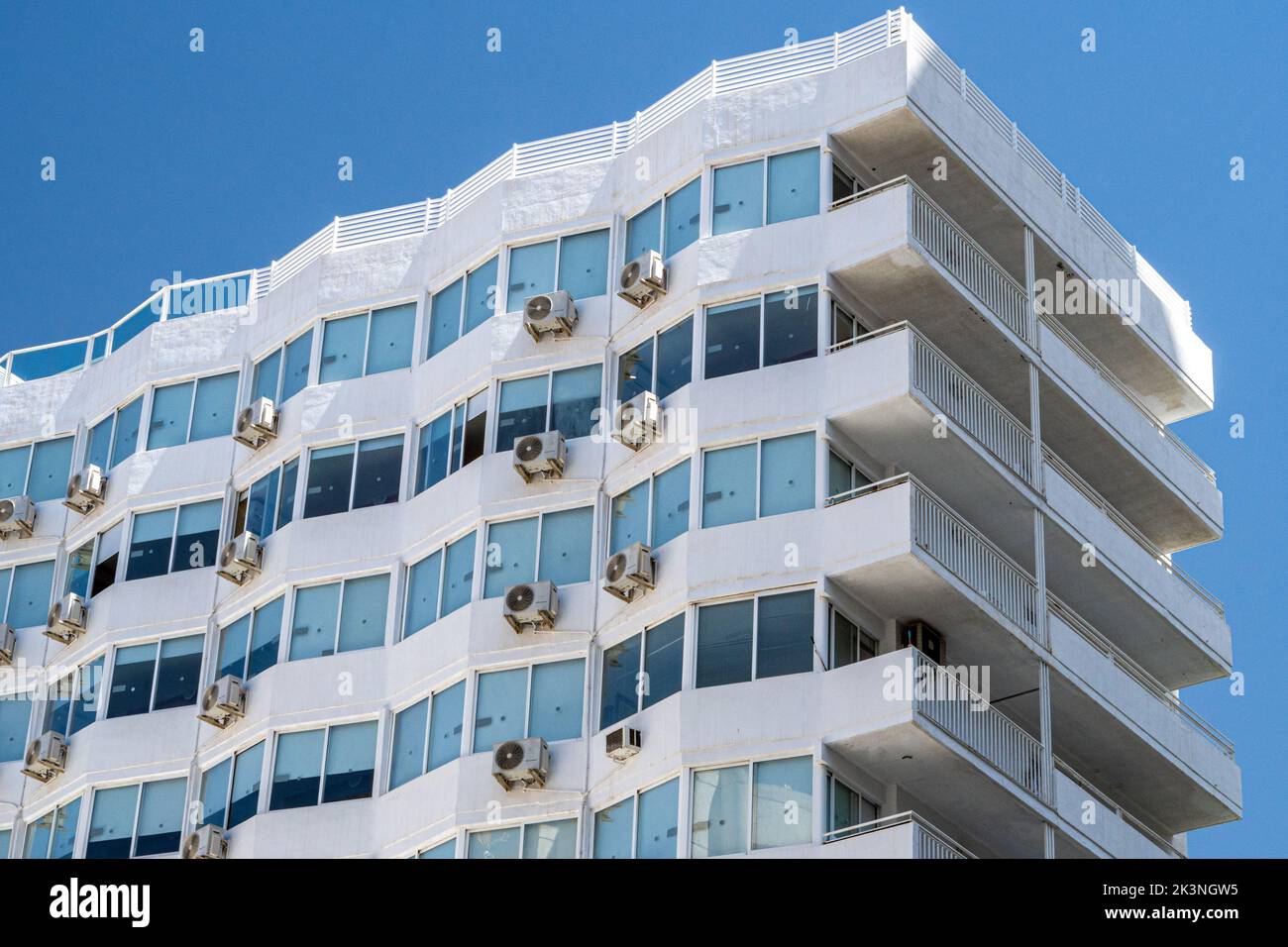 An apartment building with unique architecture in the district Stock ...