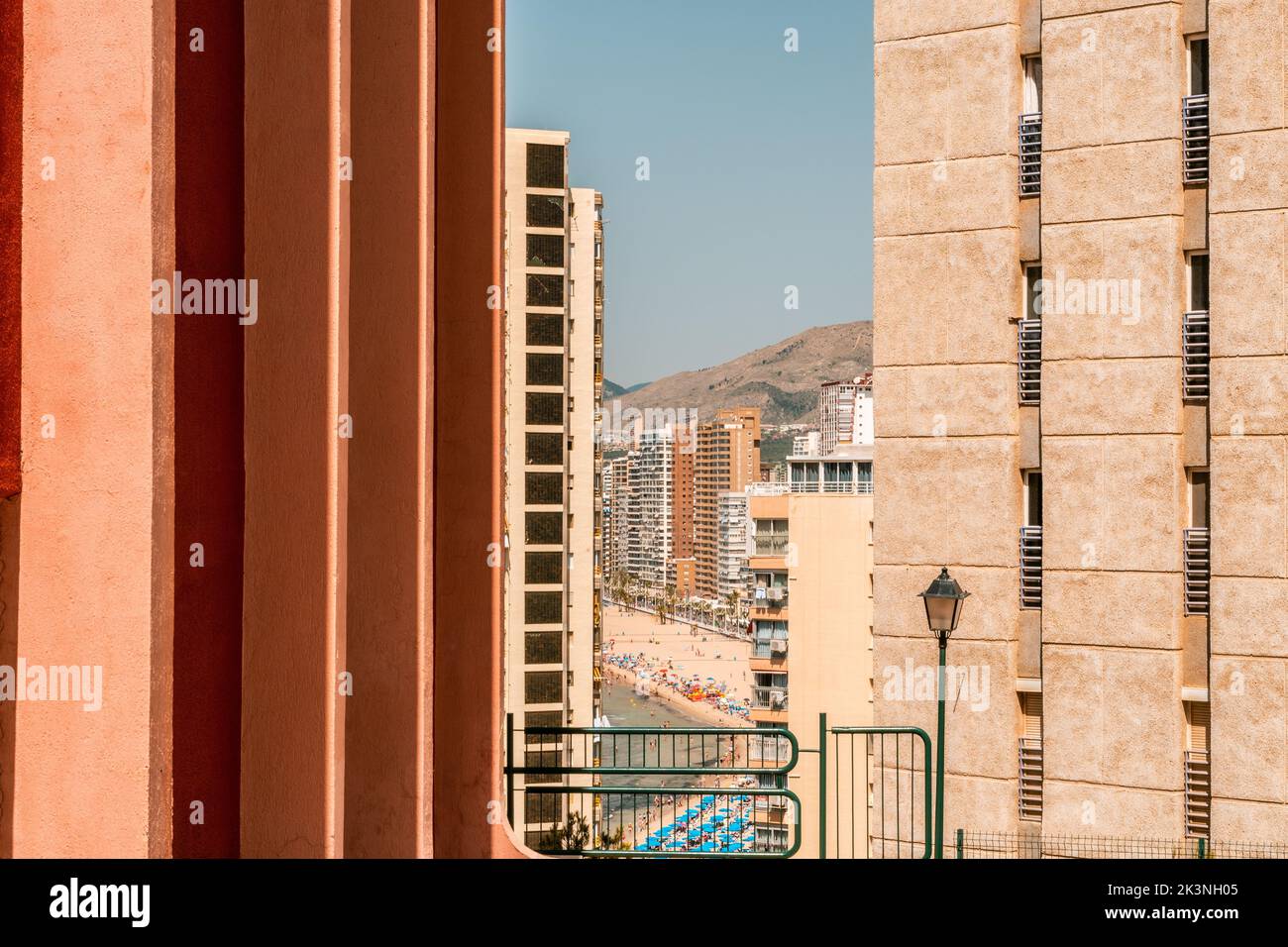 An aerial scenery of the buildings in a city in Spain overlooking the ...