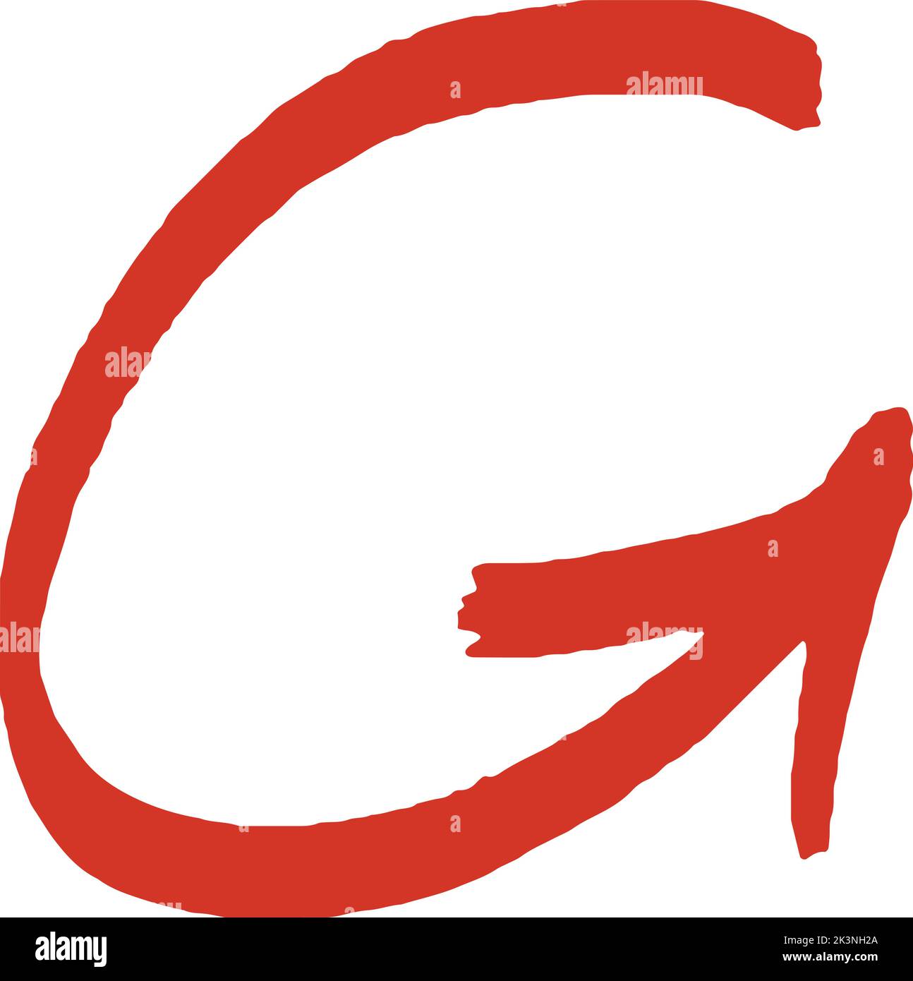 Round arrow sign. Red highlighter hand drawn symbol Stock Vector Image ...