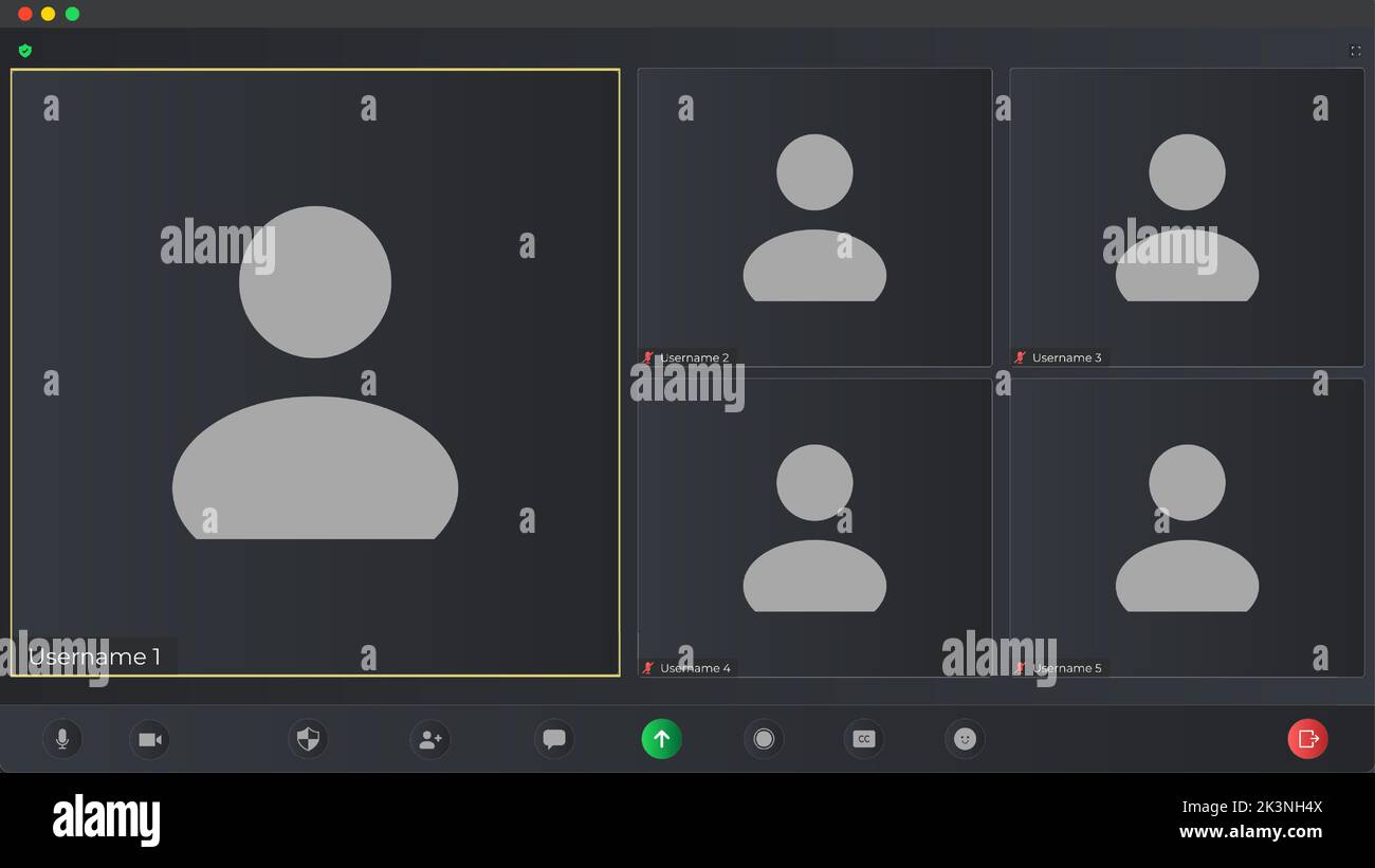 Template video conference user interface. User web video call window. Call Window App template ...