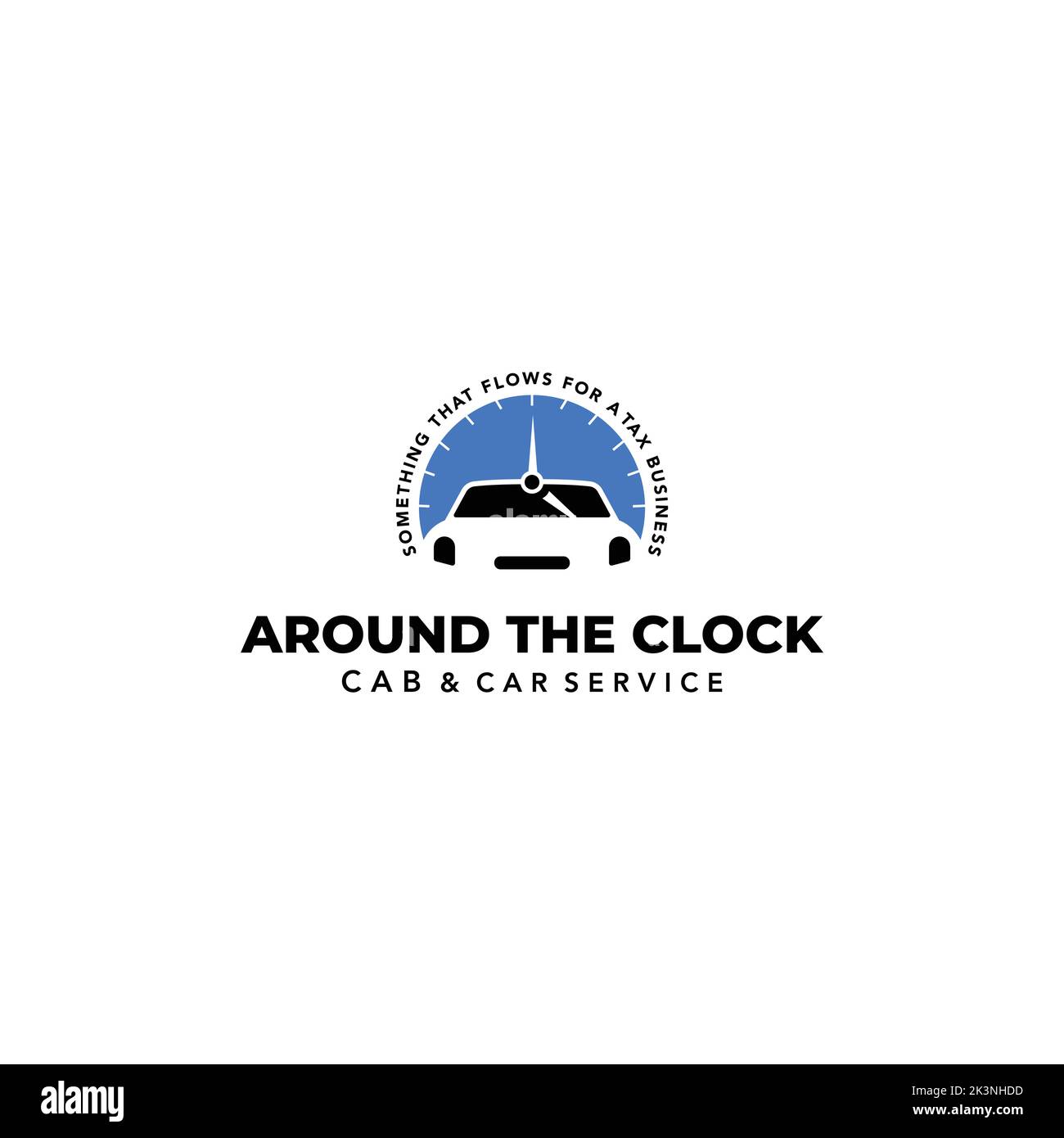 A modern car service logo and tagline template on black background ...