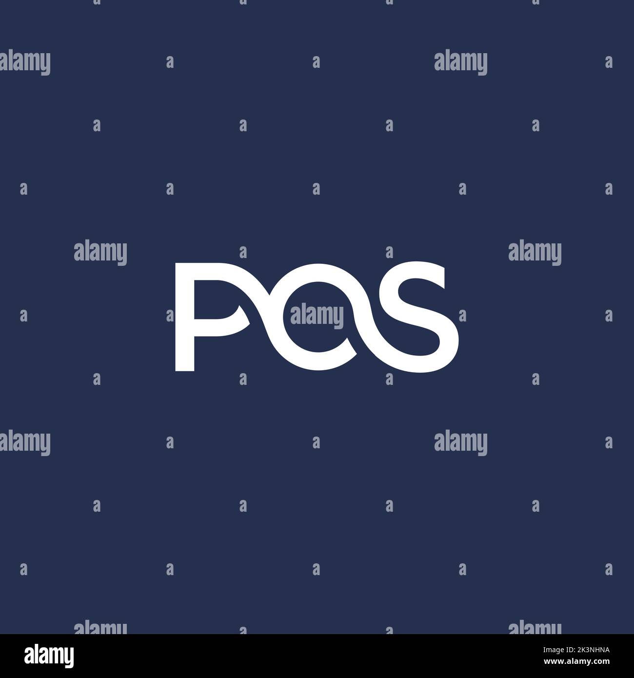 A digital illustration of a simple modern POS business logo design on a ...