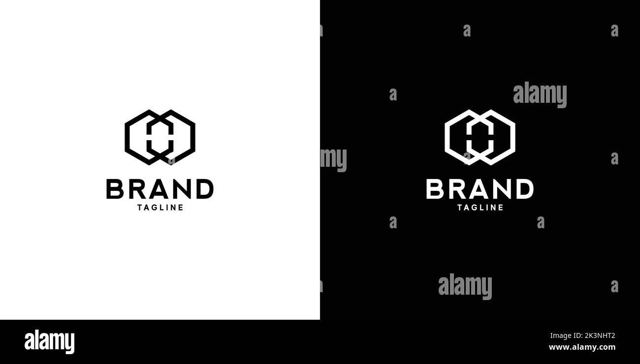 A set of a creative brand logo on black and white background Stock ...