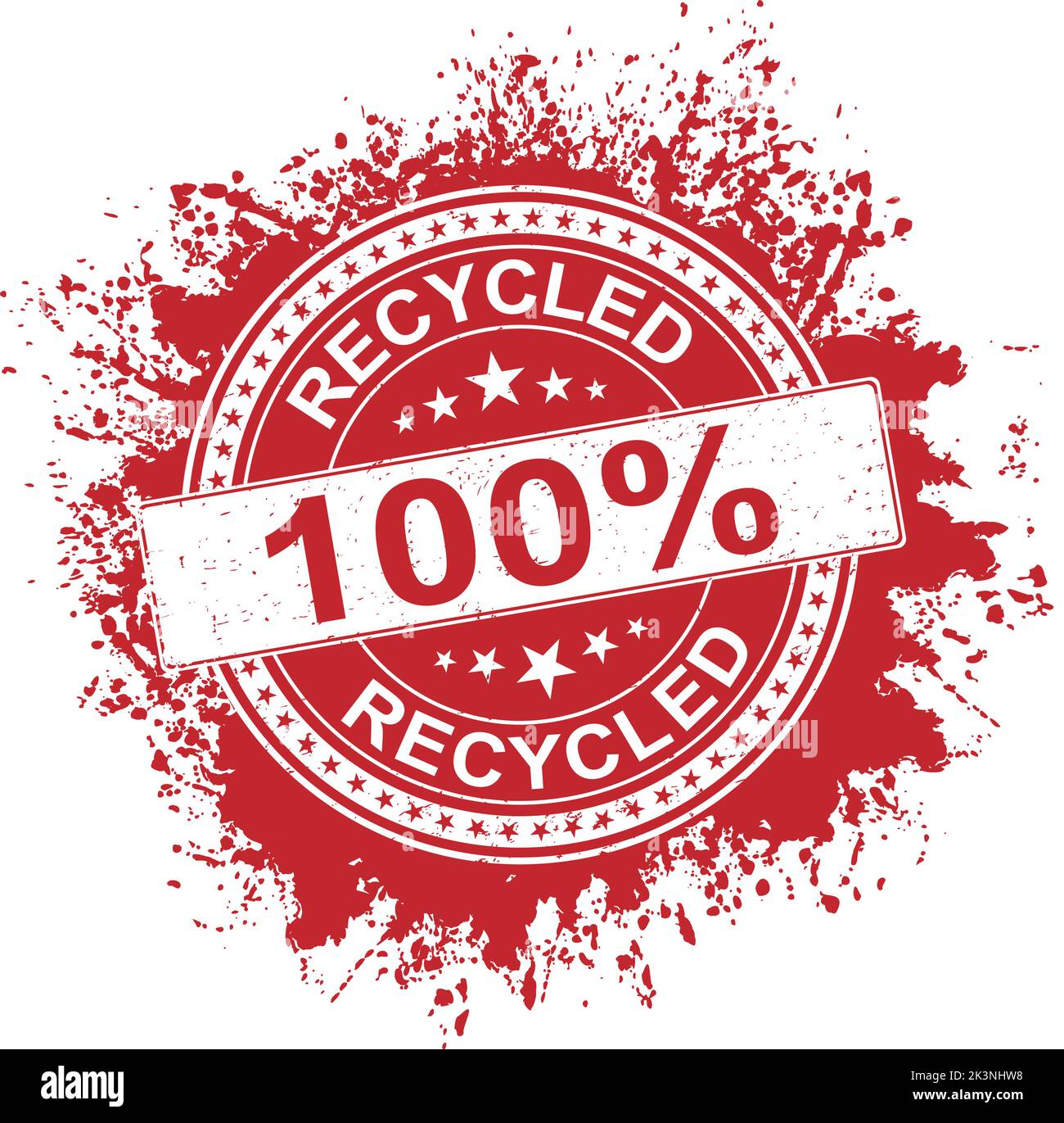 Rubber stamp illustration showing 100 percent recycled text and symbol ...