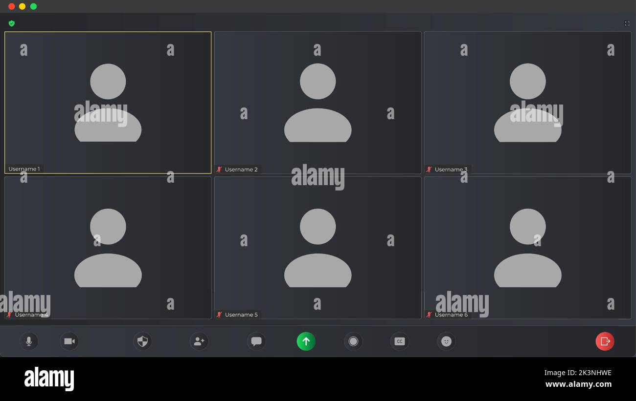 Online video call interface template with user icon. Application for calls. Video call screen ...