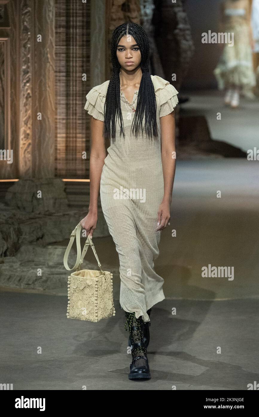 Paris, France on September 27, 2022. A model walks the runway during ...