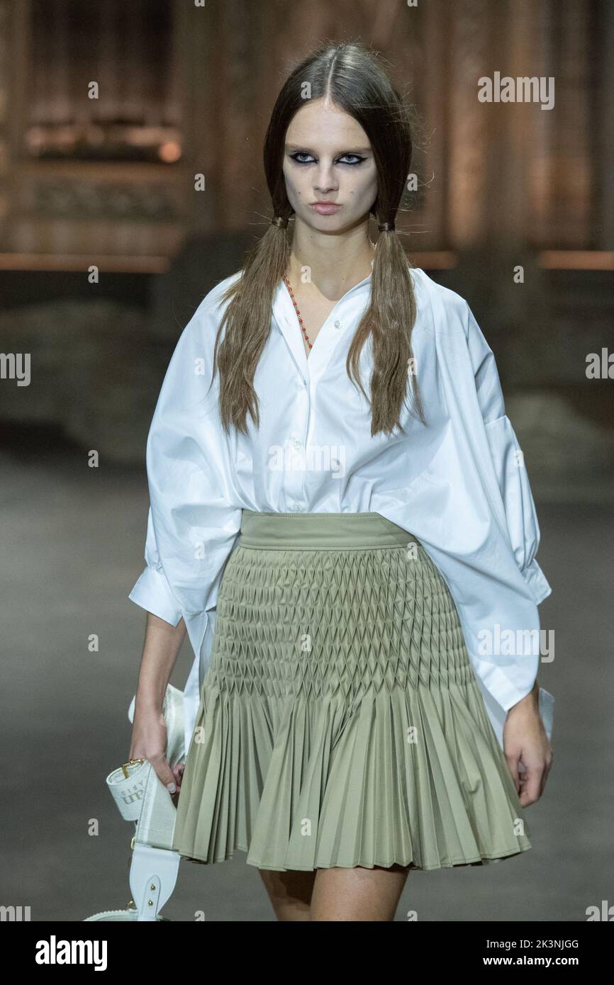 Paris, France on September 27, 2022. A model walks the runway during ...