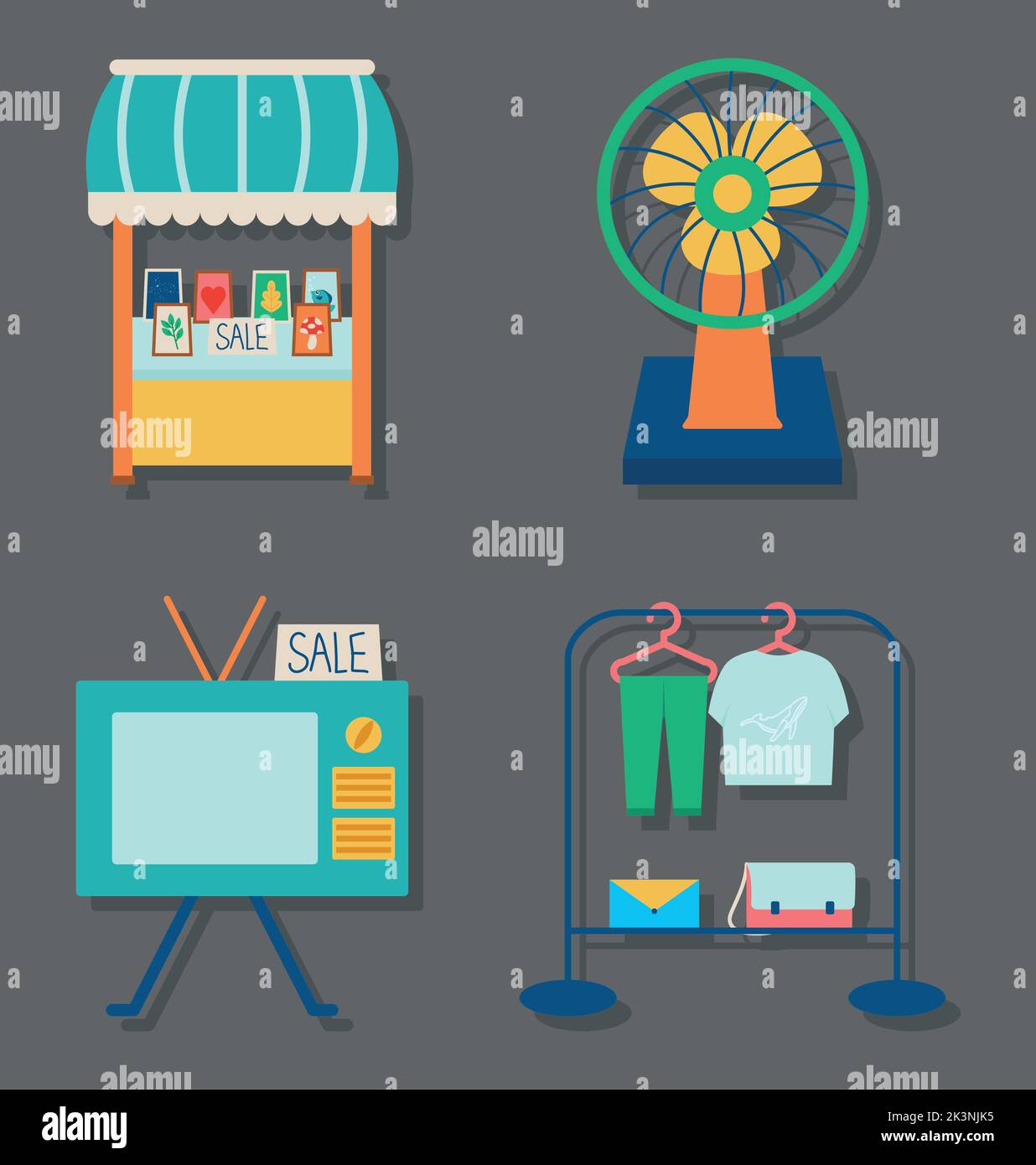 Flea market in garage Stock Vector Images - Alamy