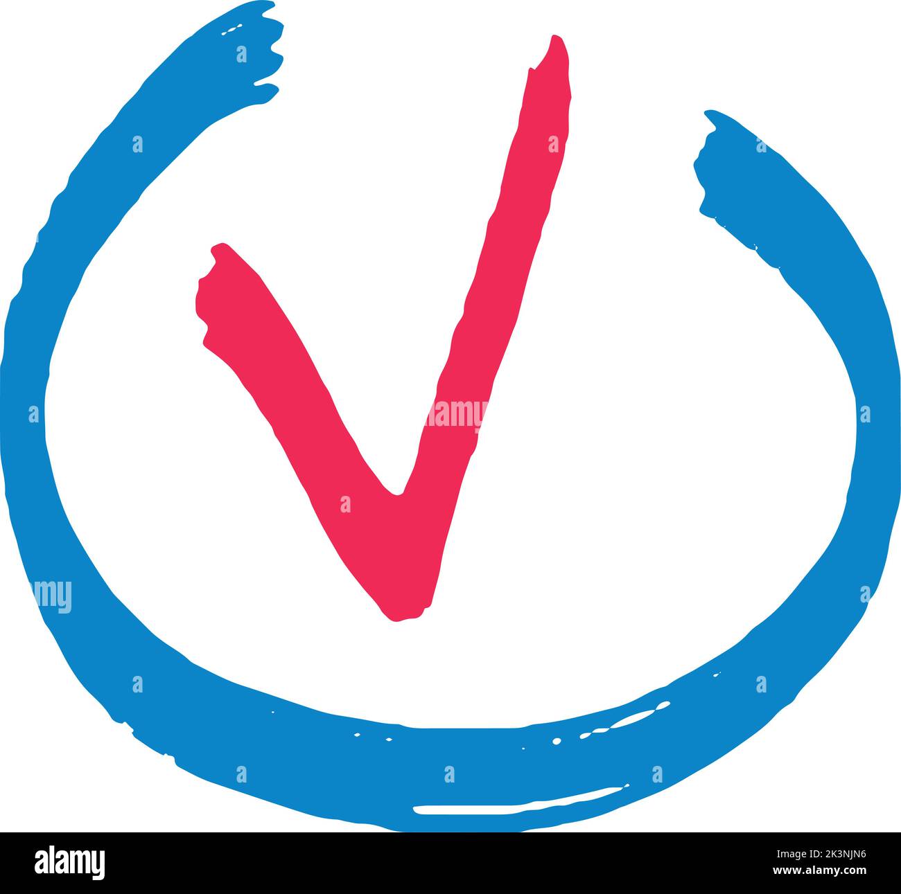 Checkmark in circle. Highlighter doodle drawing. Brush stroke Stock ...