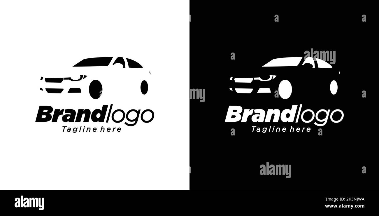 A set of a creative car brand logo on black and white background Stock ...
