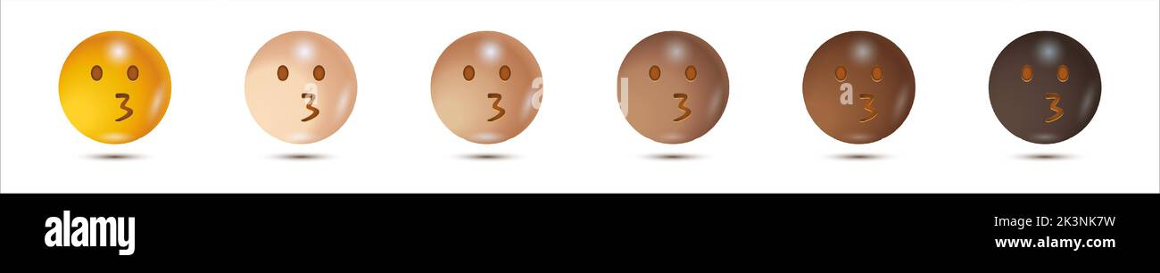 3D Set smiles. 3D stylized vector icon. smiling emoticon character ...