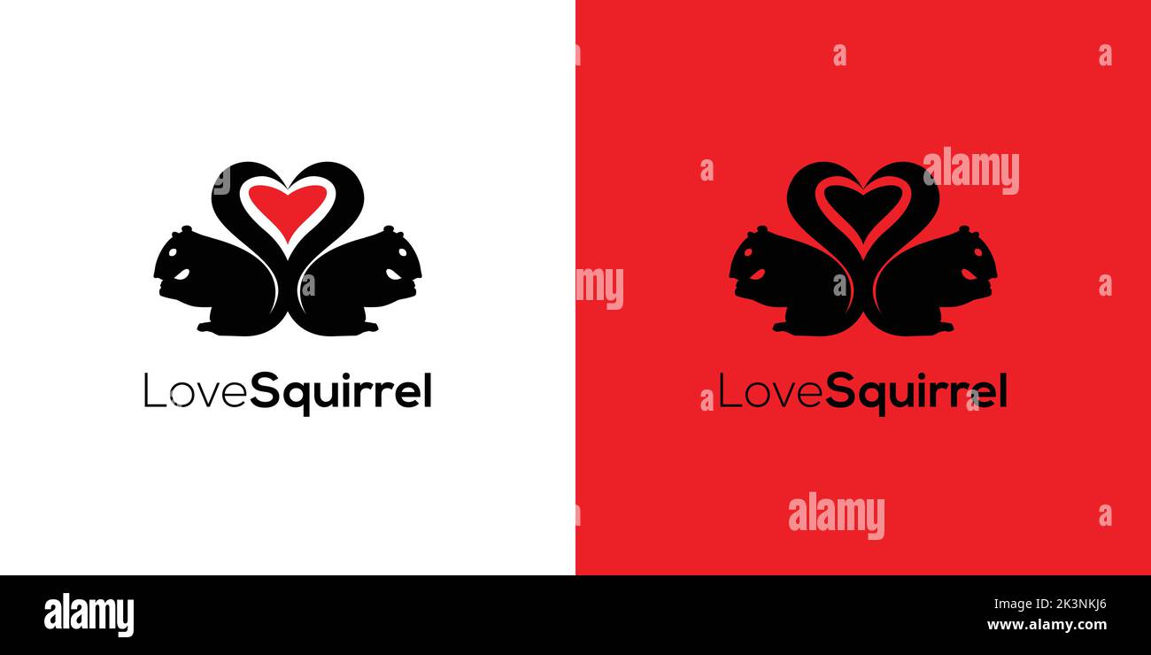 An editable squirrel logo and the brand name "LoveSquirrel" isolated on ...