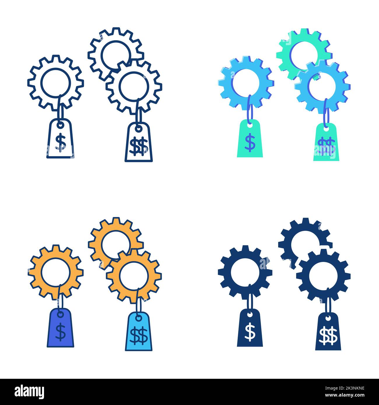 Software pricing strategy icon set in flat and line style. Price ...