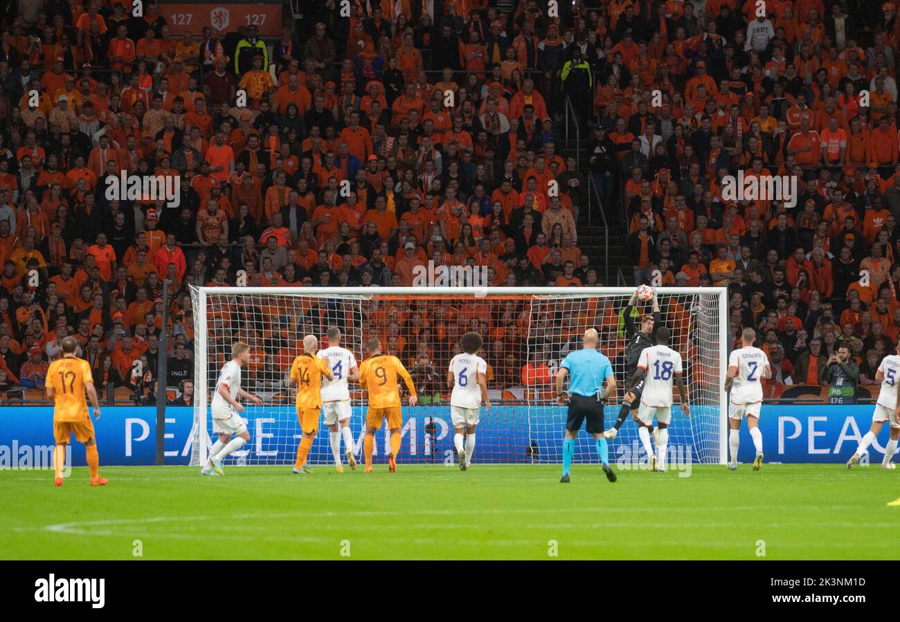 Goalmouth action Thibaut Courtois during the UEFA Nations League match ...