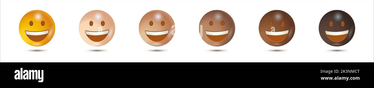 3D Set smiles. 3D stylized vector icon. smiling emoticon character ...