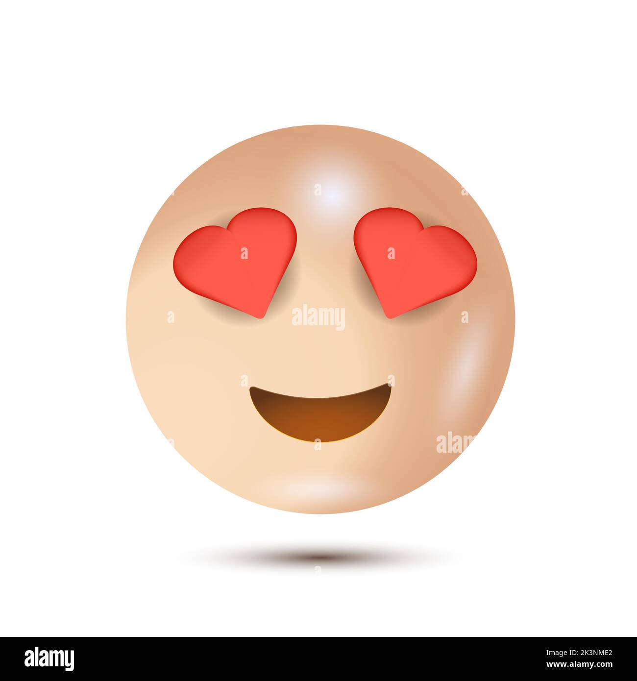 Heart eyes. 3D stylized vector icon. smiling emoticon character design ...