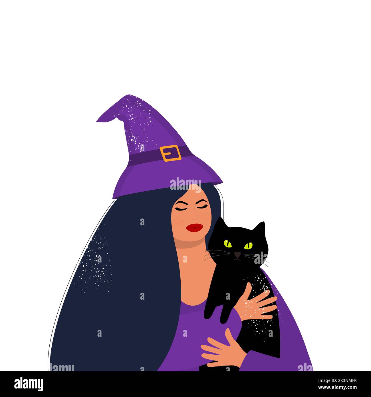 Beautiful woman with a cat for Halloween Stock Vector Image & Art - Alamy