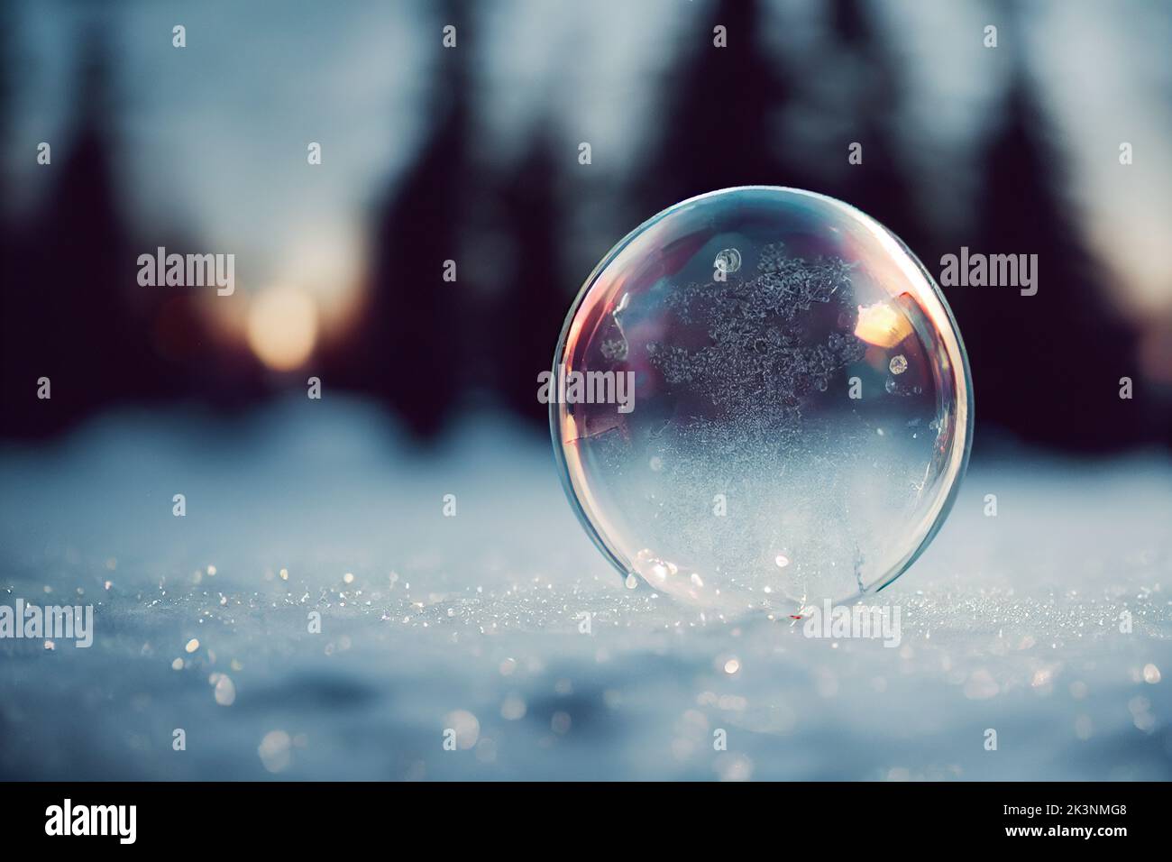 A closeup shot of a frozen bubble on the snow Stock Photo - Alamy