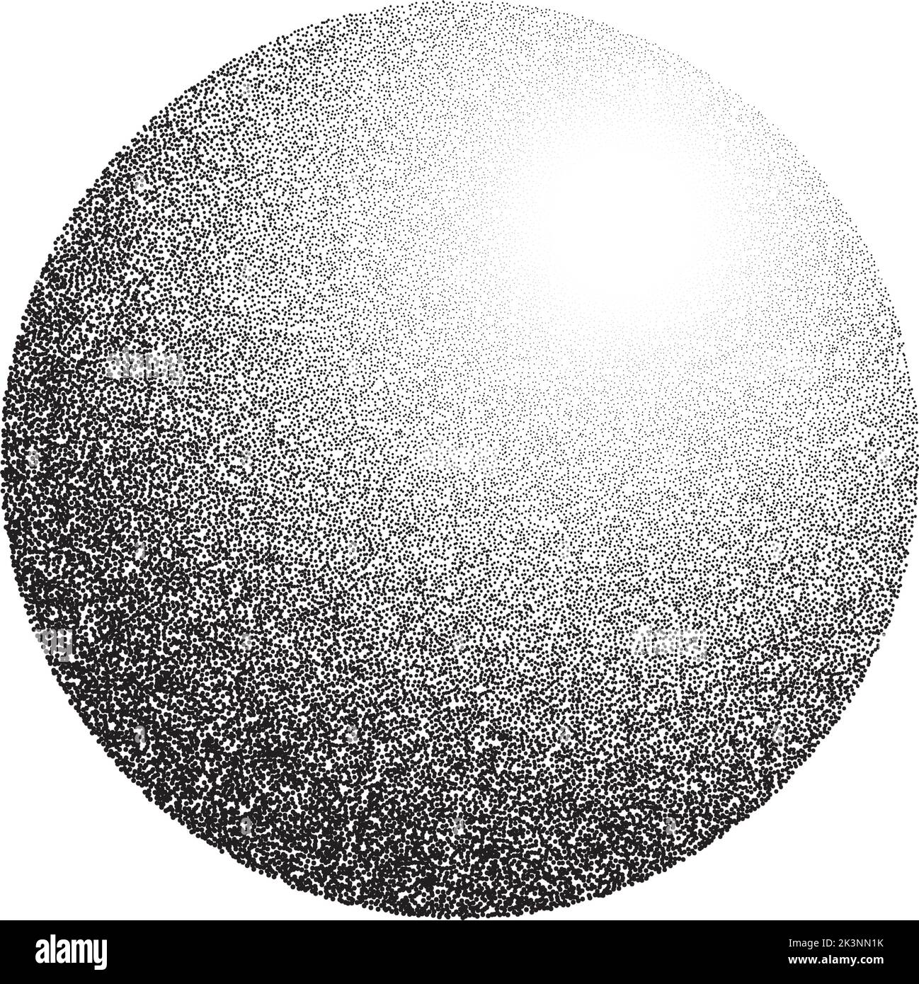 Grain circle gradient. Stippled round shape. Radial stochastic dotwork ...