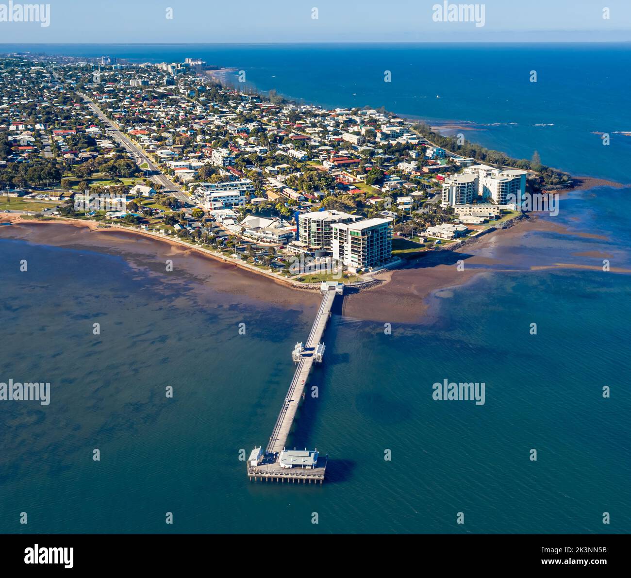 Aerial view of the Woody Point jetty Stock Photo - Alamy