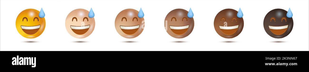 3D Set smiles. 3D stylized vector icon. smiling emoticon character ...