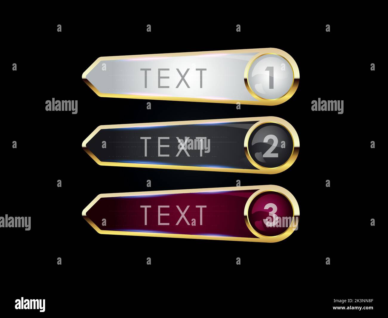 A set of three numbered buttons with editable text Stock Vector Image ...